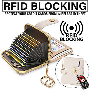 SNUG STAR Multi-Purpose Wallet RFID High Capacity Card Holder Zipper Coin Purse with Wristlet Bracelet Keychain Silicone Beaded Bangle (RFID Silicone Bracelet(16 Cards)-Sand)