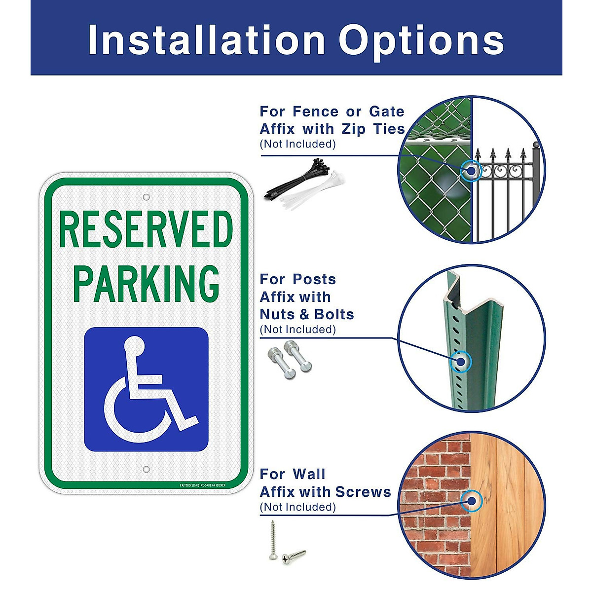 (2 Pack) Reserved Parking Sign, Handicap Parking Sign, with Picture of Wheelchair Sign, 18 x 12 Engineer Grade Reflective Sheeting Rust Free Aluminum, Weather Resistant, Waterproof, Durable Ink