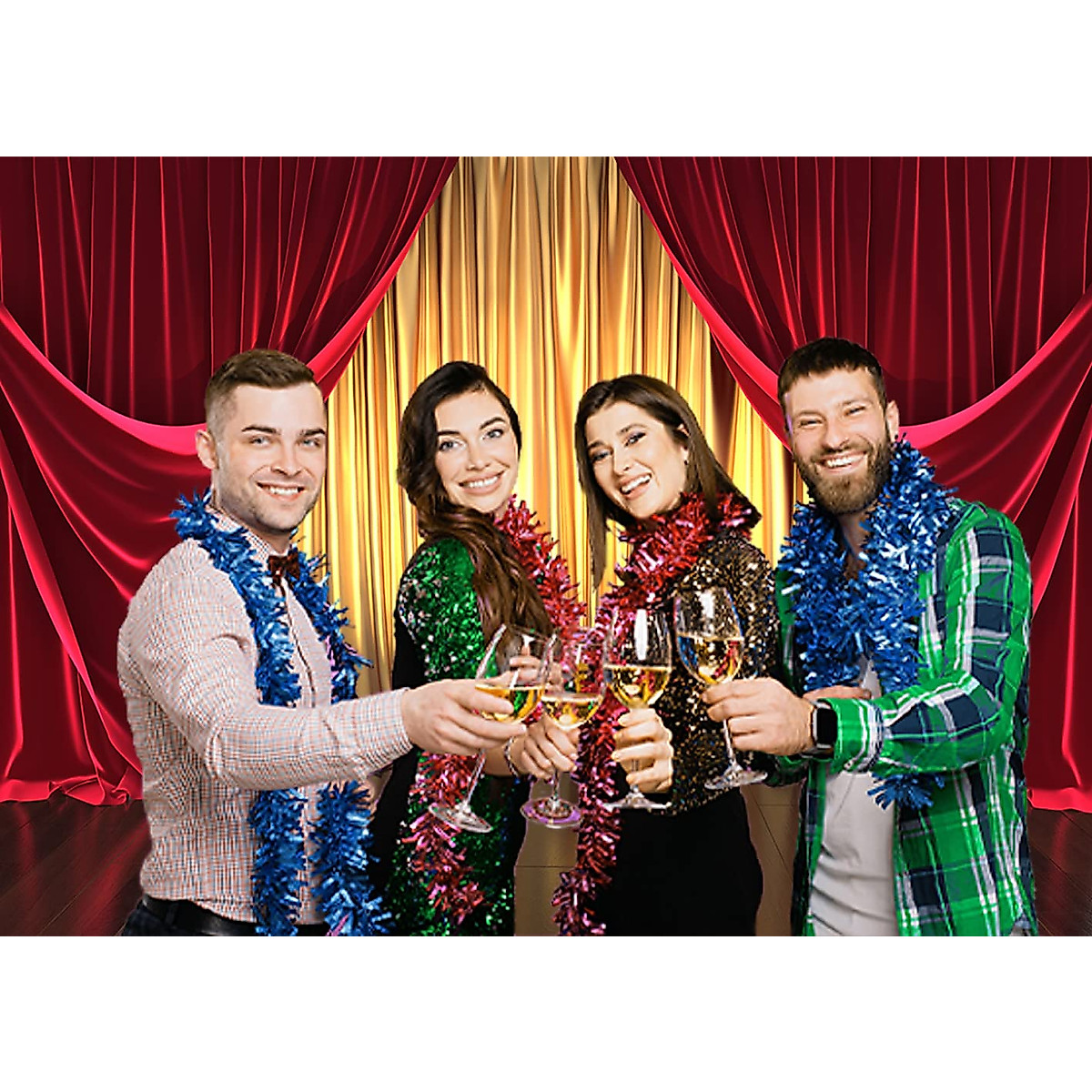 GYA 7x5ft Golden Red Curtain Party Backdrop Theater Masquerade Prom Background Kids Family Business Magic Show Circus Carnival Graduation Party Birthday Cake Table Banner