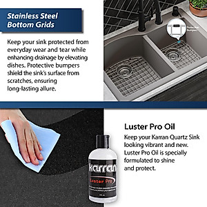 Karran QT-610 Drop-In Quartz Composite 33 in. 1-Hole 60/40 Double Bowl Kitchen Sink Kit in Concrete