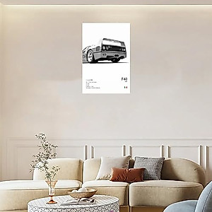 Car Poster Ferrari F40 Supercar Posters Racing Car Canvas Wall Art For Boy's Bedroom SuperCar Wall Decor Unframe-style 12x18inch(30x45cm)