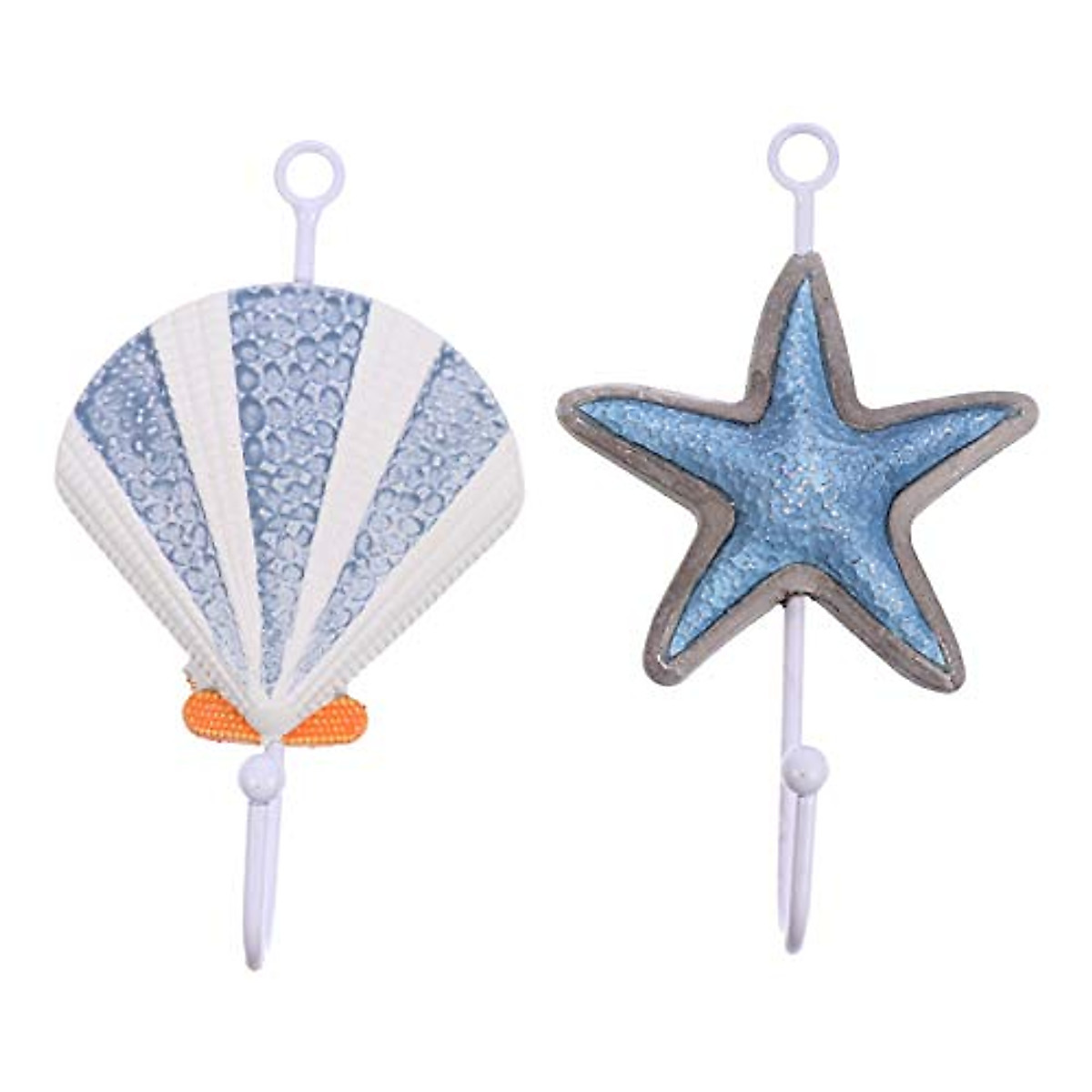 Cabilock 2Pcs Mediterranean Wall Hooks Clothes Hooks Sea Shell Coats Hat Key Rack Towels Hangers Nautical Decorative Hooks for Home Bedroom Beach Coastal Ornaments