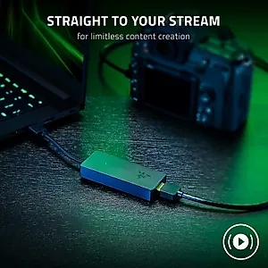 Razer Ripsaw X USB Capture Card w/Camera Connection: 4K 30FPS - OBS & Streamlabs Compatible - for Streaming, Gaming, Video Conference, Zoom, Teams - HDMI 2.0 & USB 3.0 - Compact Design - Plug & Play
