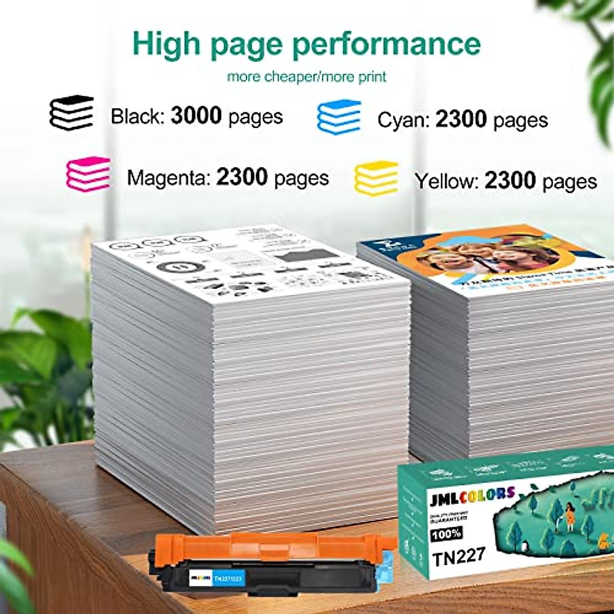 JMLCOLORS Compatible TN227 TN-227 Toner Cartridge Replacement for Brother TN223 TN227BK Work with MFC-L3770CDW MFC-L3750CDW HL-L3290CDW HL-L3270CDW HL-L3230CDW Printer (TN-227BK/C/M/Y High Yield)