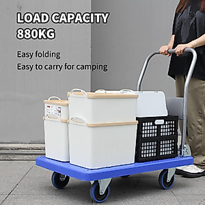 TAGEPOR Folding Platform Truck Push Cart Pull Heavy Duty Flatbed Cart （35.23 * 23.42in） Load 880lbs Handtruck