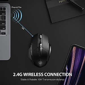 INPHIC Wireless Mouse Rechargeable, 700mAh, with USB Receiver, 6 Buttons, Ergonomic for Laptop, Computer, Mac, PC etc.