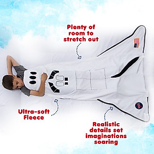 Silver Lilly Spaceship Blanket - Plush Fleece Rocket Ship Sleeping Bag Blanket for Kids