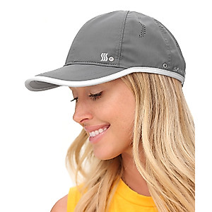 SAAKA Performance Sports Hat. Lightweight, Quick Drying. Running, Tennis & Golf Cap for Women (Graphite, Medium/Large)