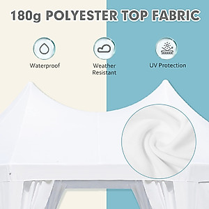 EROMMY 26'x19' Party Tent, White Wedding Tent, Decagonal Heavy Duty Canopy with 8 Removable Sidewalls, 8 Church Windows and 2 Pull-Back Doors, Outdoor Gazebo Pavilion Tent for Party, Wedding, Event