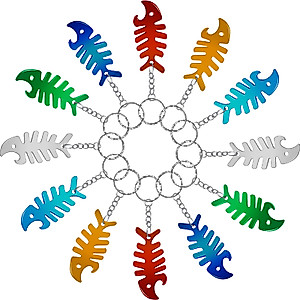 12PCS Fish Bone Keychain Fish Charm Keychain Key Ring Accessories First Birthday Party Favors Fish Bottle Opener Key Chain for Men Women Gadgets Party Favors, 6 Random Colors, 2.6 x 1.1 Inches