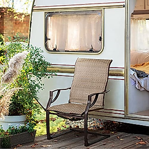 BALI OUTDOORS Patio Dining Chairs Set of 2, Textilene Outdoor Furniture Chairs Firepit Chairs All Weather Resistant Rocking Chairs, Brown