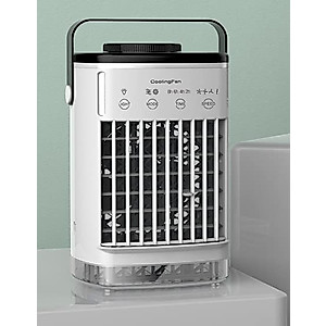 Evaporative Air Cooler for Room, Personal Air Conditioner Cooling Fan, 4 Wind Speed, 7 Color Light, 2 Cool Air Spray, and 2-8H Timer, Ice Cube Tray, 3 IN 1Portable Air Conditioner for Room/Office