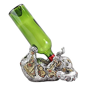 Ebros Steampunk Industrial Victorian Sci Fi Cyborg Robotic Elephant Wine Bottle Holder Figurine 9" Long with Painted Gearwork Clockwork and Mechanical Parts Party Hosting Accessory Elephants