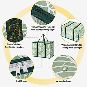 BALEINE 2Pk Insulated Reusable Grocery Bags, Collapsible Cooler Bag for Groceries, Heavy Duty Large Insulated Bag (16''x9''x13'', Antique Foliage)