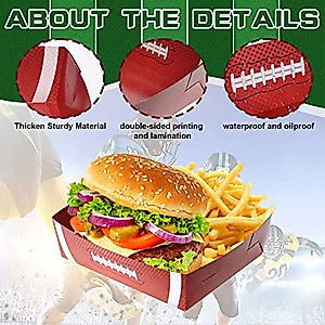 Sawysine 36 Pack Football Party Favors 5 lb Paper Food Trays Large Boats Disposable Serving Tray Snack for Food, Condiment, Carnivals, Birthday, Decorations (Football)