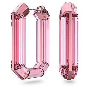 SWAROVSKI Lucent hoop earrings, Pink, Rhodium Finish