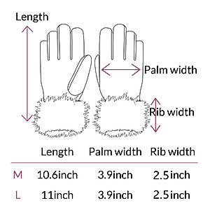 accsa Women Winter Ski Glove Waterproof 3M Thinsulate Warm Windproof Black with Black Fur