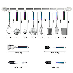 Kitchen Utensils Set, 12 Pieces Cooking Utensils Set With Rainbow Handle, Rainbow Handle Kitchen Tools Set For Non-Stick Cookware, Kitchen Gadgets Pack of 12(Colorful)