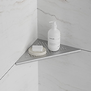 Neodrain 10 Inch Brushed Corner Wall Shelf Set of 2, Floating Corner Shelves for Wall, 304 Stainless Steel Wall Storage Shelves for Bathroom,No Drilling