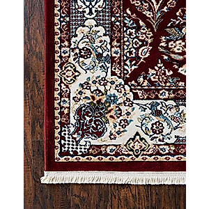 Unique Loom Narenj Collection Classic Traditional Textured Repeat Design Area Rug, 5' 0" x 8' 0", Burgundy/Tan