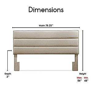 Serta Palisades Collection Upholstered Padded Headboard Modern Tufted Design, Soft Linen-Textured Fabric, Eastern King, Beige