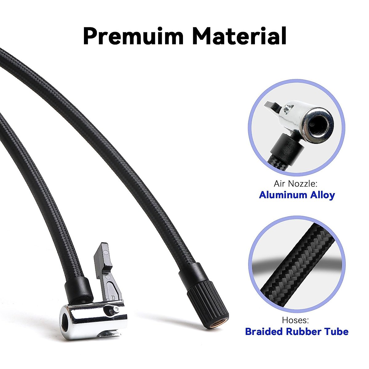 LEXIN Tire Inflator Hose Extension, Lock-On Air Chuck with Hose and Presta Valve Adapter Ball Needle, Air Compressor Twist On Convert to Lock On Connection, Compatible with LEXIN P5/P4