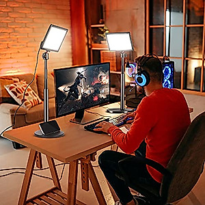 ULANZI LED Key Light Desktop, Professional Streaming Studio Panel Dimmable Bi-Color LED Video Light with LCD Screen and 28" Extend Stand, 3200-5600K CRI>95 Photography Lighting for Live Broadcast