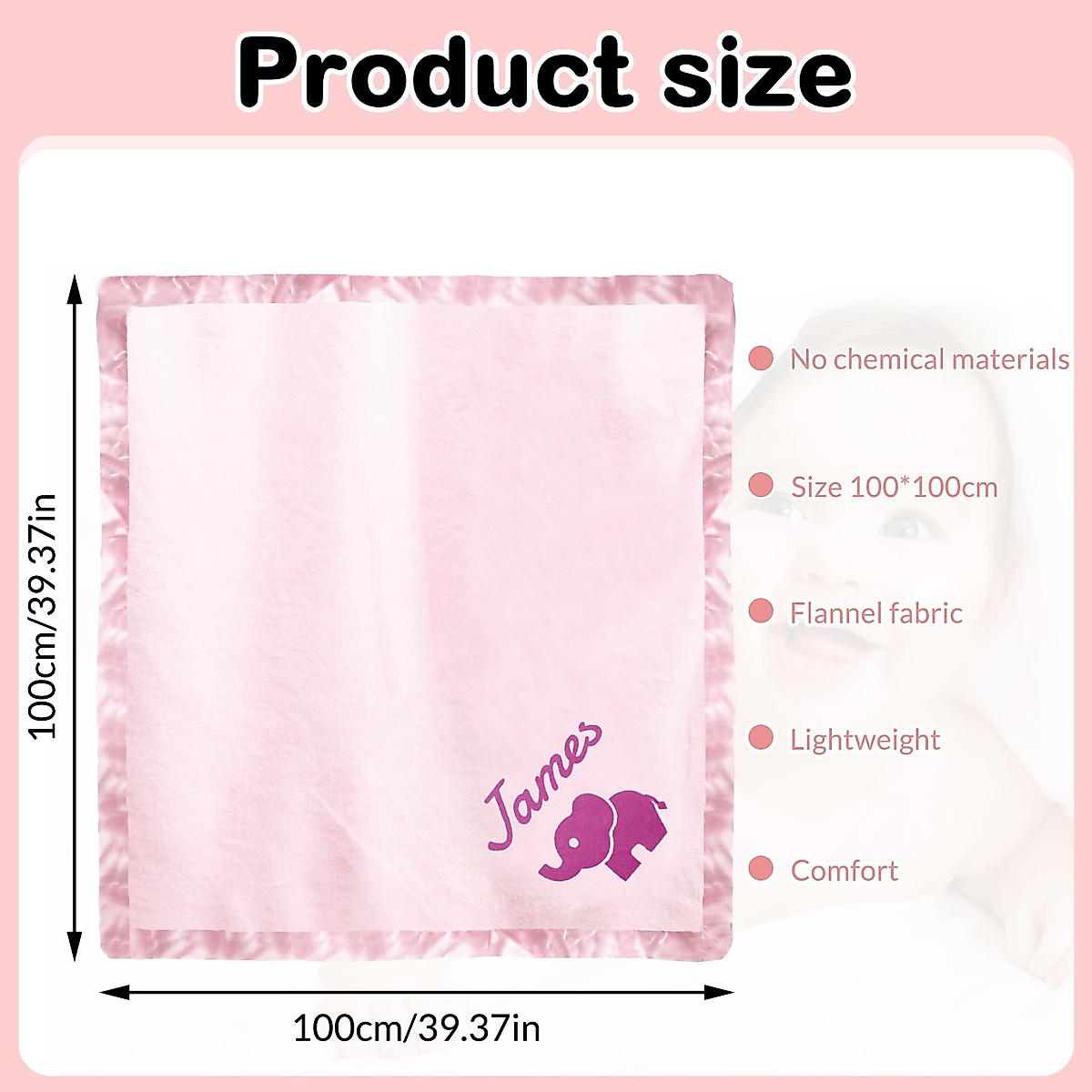 YBDLLE Personalized Baby Blankets with Child's Name, Custom Children's Blankets, Custom Newborn Blankets, Nursery Toddler Blankets, Personalized Baby Gift Blankets, Personalized Baby Swaddle Blankets