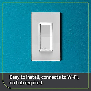 Leviton Decora Smart Switch, Wi-Fi 2nd Gen, Neutral Wire Required, Works with Matter, My Leviton, Alexa, Google Assistant, Apple Home/Siri & Wired or Wire-Free 3-Way, D215S-2RW, White