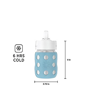 Lifefactory 8-Ounce Stainless-Steel Vacuum-Insulated Wide-Neck Baby Bottle with Straw Cap, Denim (LS2241WDE4)