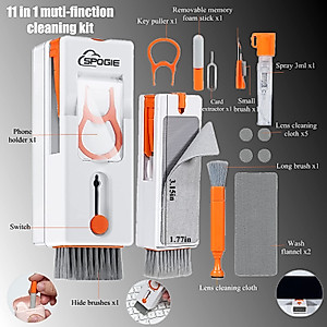 11-in-1 Keyboard Cleaning Kit, Laptop Cleaning Kit Keyboard Brush Cleaner Electronics Cleaner for Cell Phone/Earbuds/Camera Lens/Computer with Multifunctional Cleaning Tool (Orange)