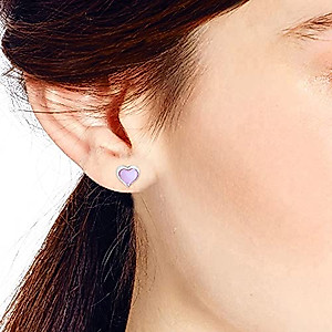 AeraVida Trendy Barbie Pink Heart Mother of Pearl.925 Sterling Silver Stud Earrings