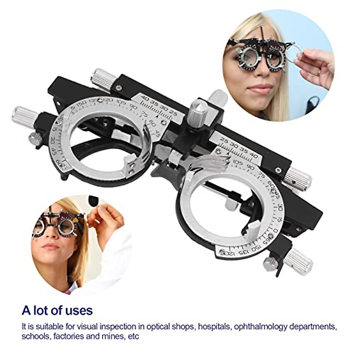 Tonsa Alloy Optometry Frame, Adjustable Trial Frame Optical Trial Lens Frame PD 48-80mm 360° Rotation Pure Titanium Optical Titanium Optic Trial Eye Optometry Lens Frame Test Optician