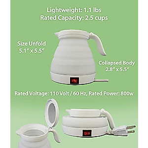 Roadfare Ultrathin Collapsible Kettle - Food Grade Silicone Travel Kettle - Foldable Mini Electric Tea Kettle