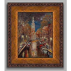 (SOLD) Winter's Arrival, Amsterdam - canal of the Netherlands by internationally renown painter Yary Dluhos