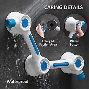 LEVERLOC Shower Safety Grab Bar Super Strong Adhesive L-Shape Handle Rail for Elderly Seniors Handicap Bathroom Bathtub Toilet Shower Balance Assist Grip Strong Suction Hold Up to 350 LBS Drill-Free
