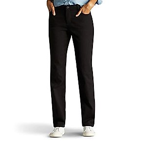 Lee Women's Missy Instantly Slims Classic Relaxed Fit Monroe Straight Leg Jean, Black, 10