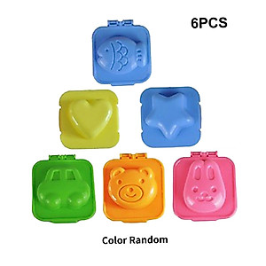 Boiled Egg Mould,6PcsHard Boiled Egg Mold,Fish Car Heart Shape Onigiri Mold,3D Rice Ball Maker, Plastic Egg Shaper DIY Tools Bento Accessories, Random Color