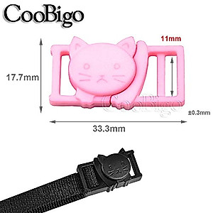 CooBigo 25pcs 3/8" (11mm) Cat-Head Plastic Safty Breakaway Buckles for Bra Cat Dog Collar Paracord FLC124(Mix-s)