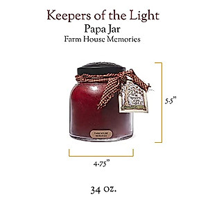 A Cheerful Giver — Farm House Memories - 34oz Papa Scented Candle Jar with Lid - Keepers of the Light - 155 Hours of Burn Time, Gift for Women, Red