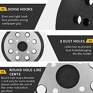 Sander Pad for Milwaukee, 2 Pack 5 Inch 8 Hole Orbital Sander Pad for Milwaukee 6021-21 6034-21 2648-20 2648-21 Random Orbit Sander Replacement Hook and Loop Metal Backing Pad Part Number 51-36-7100