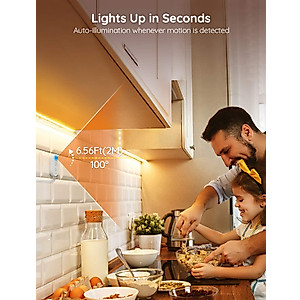 Govee Under Cabinet Lights, Motion Sensor LED Light Strip with Memory Function, 4pcs Adjustable Brightness and 3000K Warm White Closet Lights for Cabinet, Counter, Kitchen, Bedroom