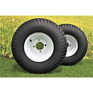 Antego Tire & Wheel - Set of Two 18x9.50-8 4 Ply Tire & Wheel Assemblies | White 8x7 Wheel | Direct Replacement for Toro/Exmark 110-6883, 120-2249 | Suitable for Golf Carts & Some Craftsman Mowers