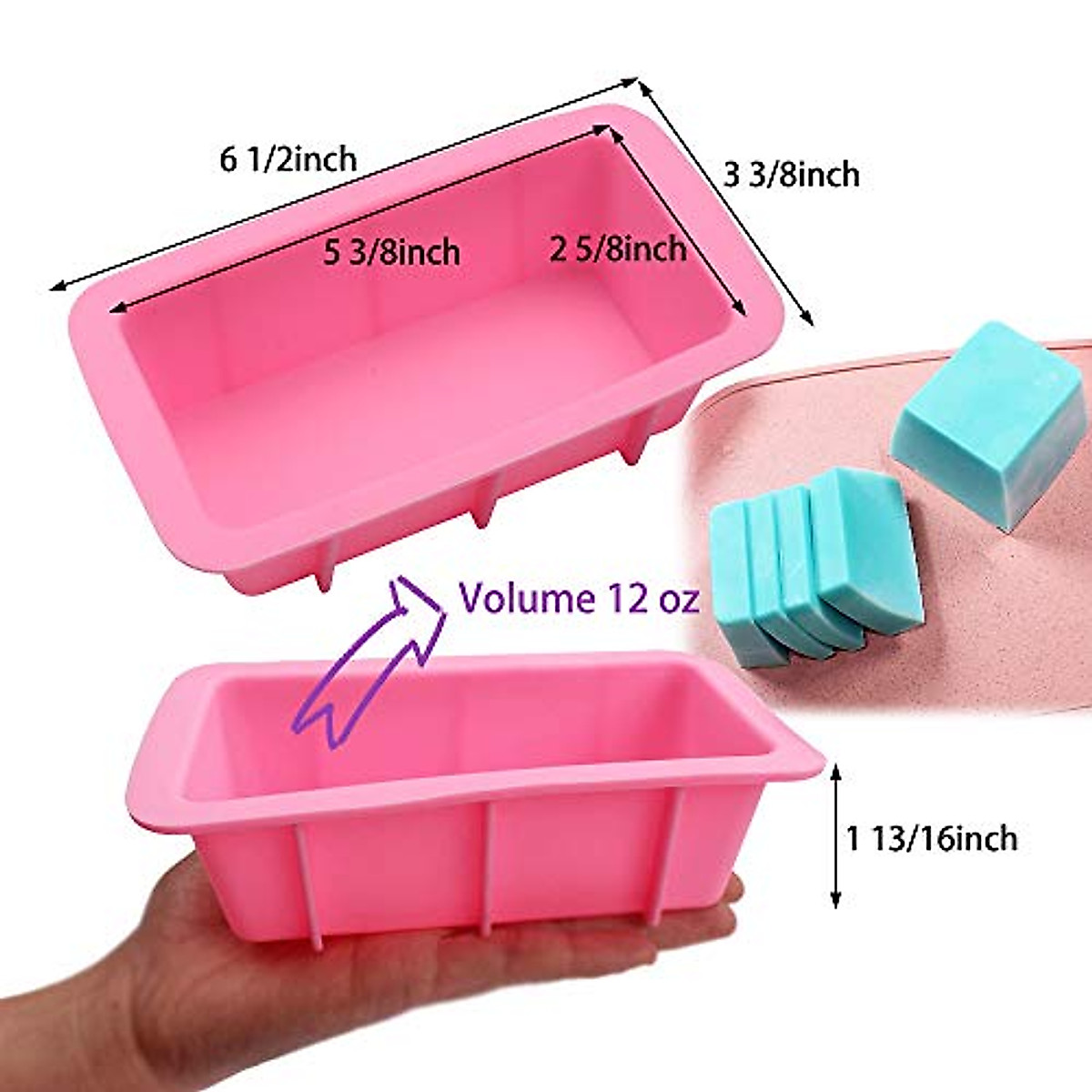 BAKER DEPOT Silicone Mini Bread Loaf Pans for Baking Nonstick Small Toast Cake Bakeware 6.5 inch Rectangle Mould DIY Handmade Soap Set of 4