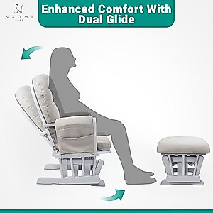 Brisbane Nursery Glider & Ottoman Sets, Glider Recliner Nursery Rocking Chair, Nursery Glider Rocker with Ottoman, Reclining Gliders & Chairs for Breastfeeding, Maternity, Napping - Light Gray