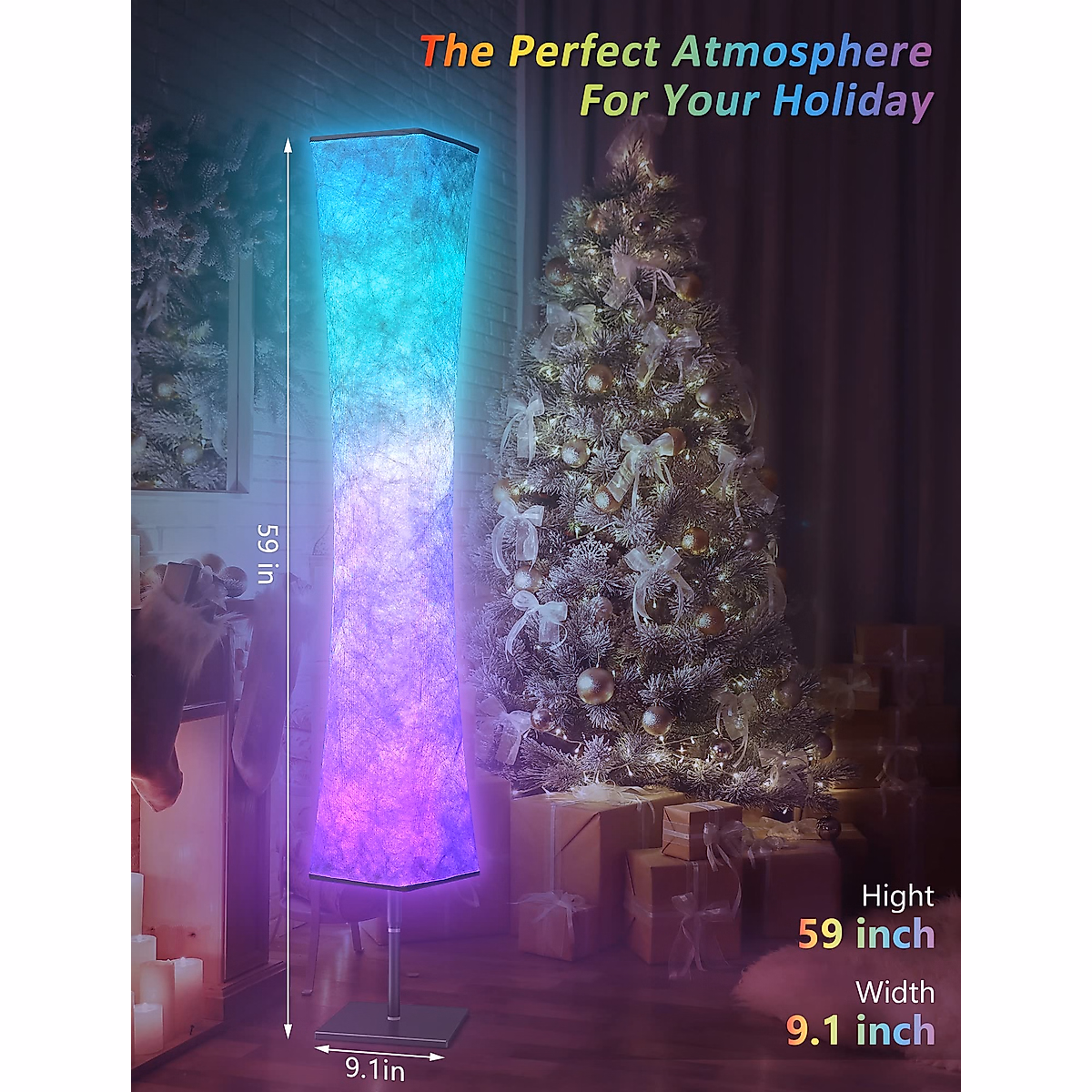 Torchlet RGB Led Smart Lamp Alexa APP Control, Color Changing Modern Floor Standing Lamp with DIY Mode, Music Sync and White Fabric Shade for Living Room Bedroom Game Room