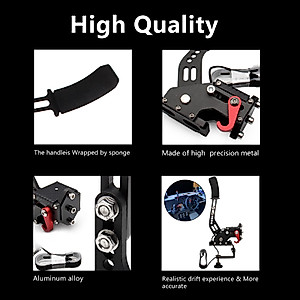POSENG 64 Bit USB Handbrake with Clamp PC Handbrake Hall Sensor for G25/27/29 T500 T300 G920, Professional Gaming Peripherals for Racing Games, with Non-Contact Plus Hall Sensor (Black without Clamp)