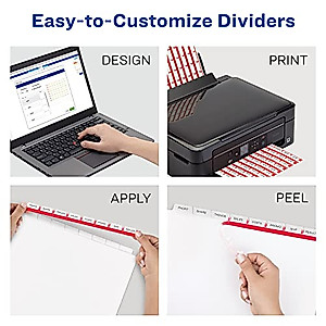 Avery 8-Tab Binder Dividers, Easy Print & Apply Clear Label Strip, Index Maker, White Tabs, 25 Sets (11447)