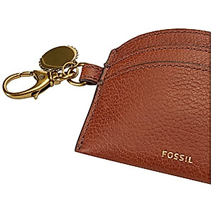 Fossil Women's Polly Leather Wallet Slim Minimalist Card Case with Keychain, Brown (Model: SL6455200)