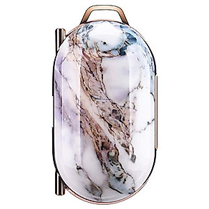 for Samsung Galaxy Buds/Buds+ Hard Case Cover, Electroplated Marble Pattern Shockproof Anti-Drop Case Cover with Keychain (E)